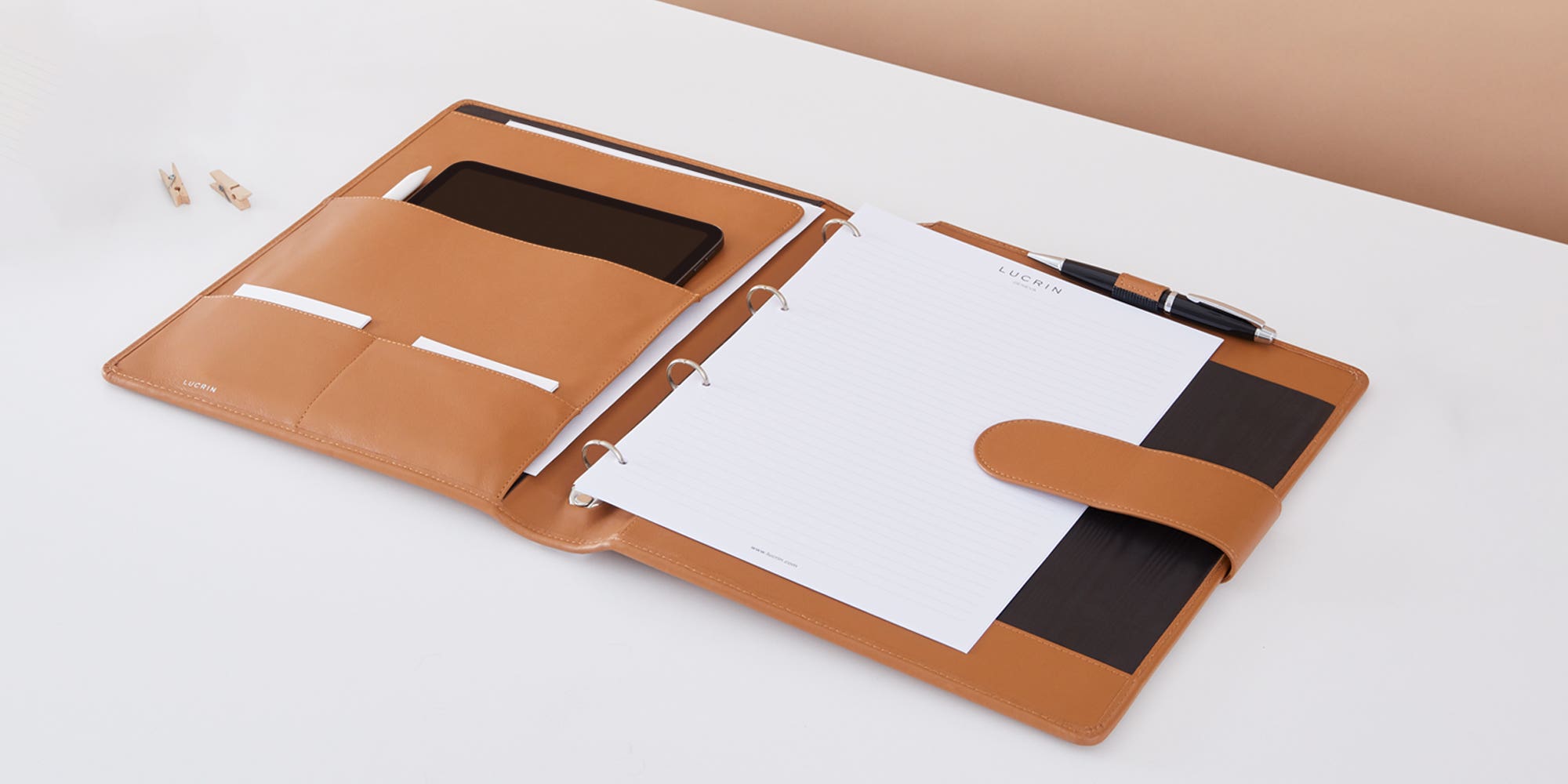 Porta-documentos A4 anillas en cuero